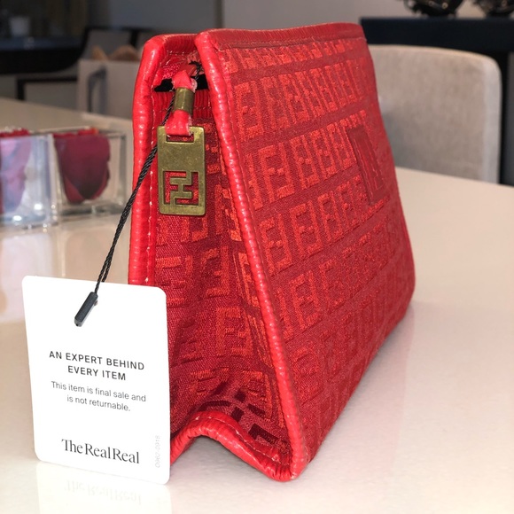 Fendi | Bags | Authentic Vintage Fendi Red Monogram Clutch | Poshmark